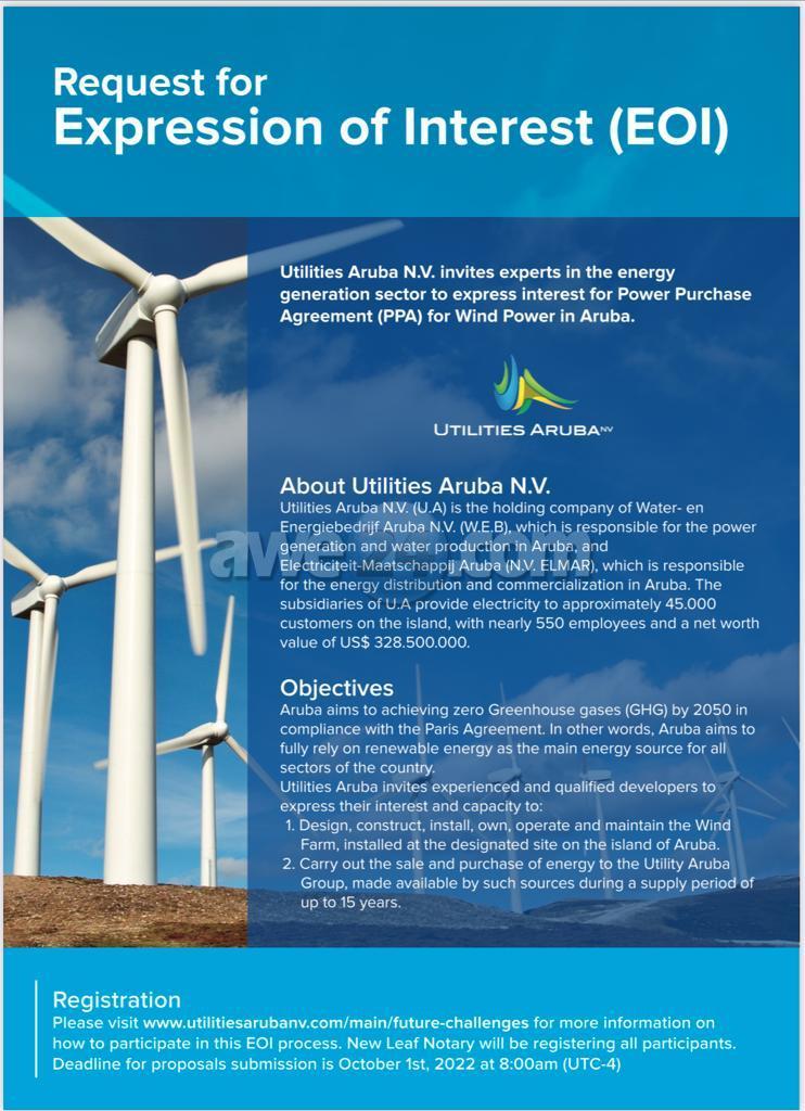Utilities Aruba NV SOLICITUD PA EXPRESION DI INTERES PA COMPANIANAN ...