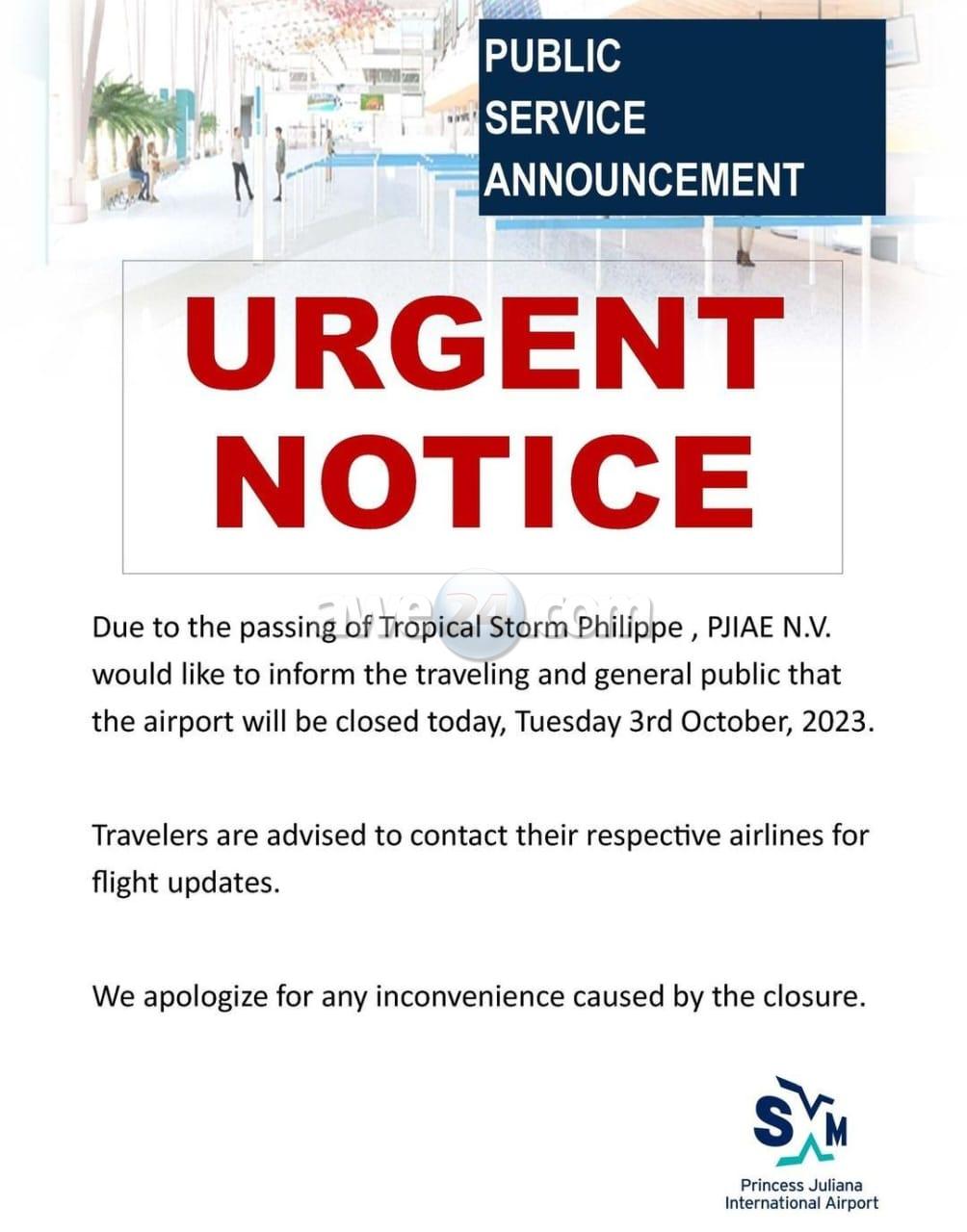Airport di islanan ariba St Maarten, Saba y St. Eustatius ta sera pa ...